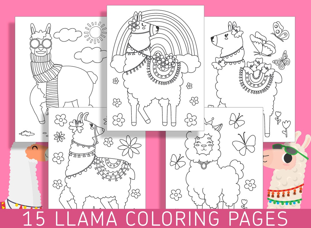 15 Fun and Adorable Llama Coloring Pages for Kids and Adults, PDF File ...