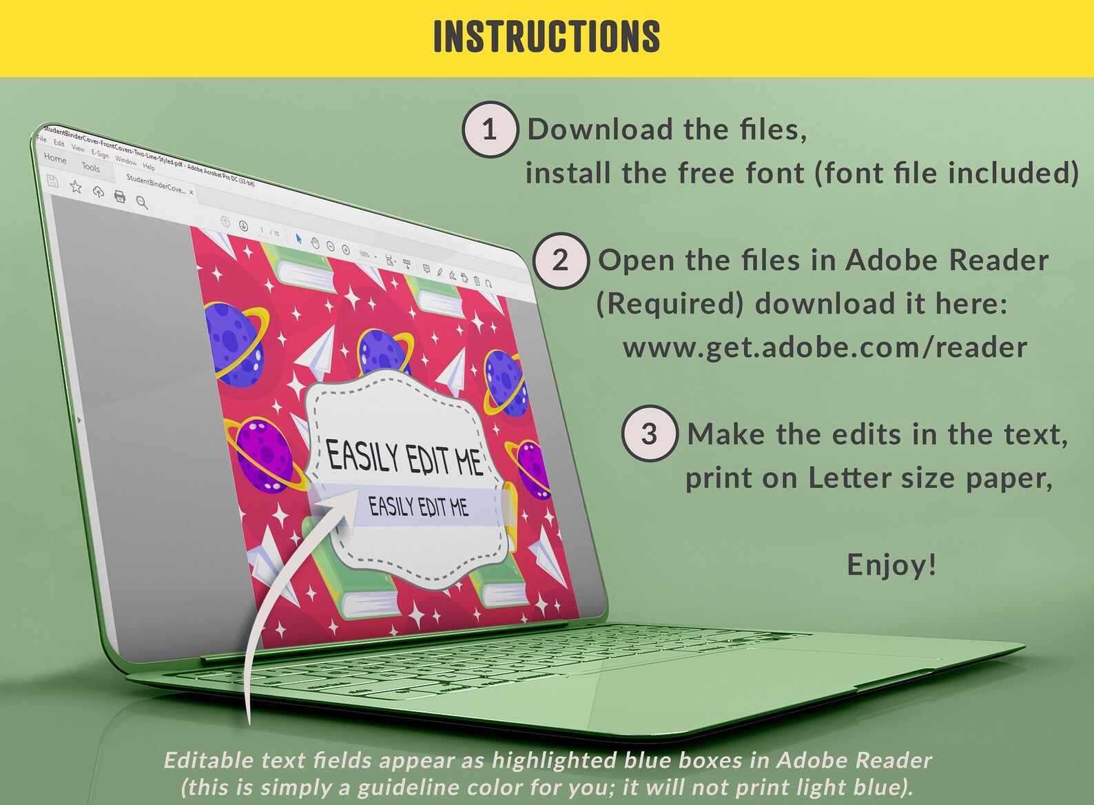 Back to School Binder Cover 10 Printable & Editable Binder - Etsy