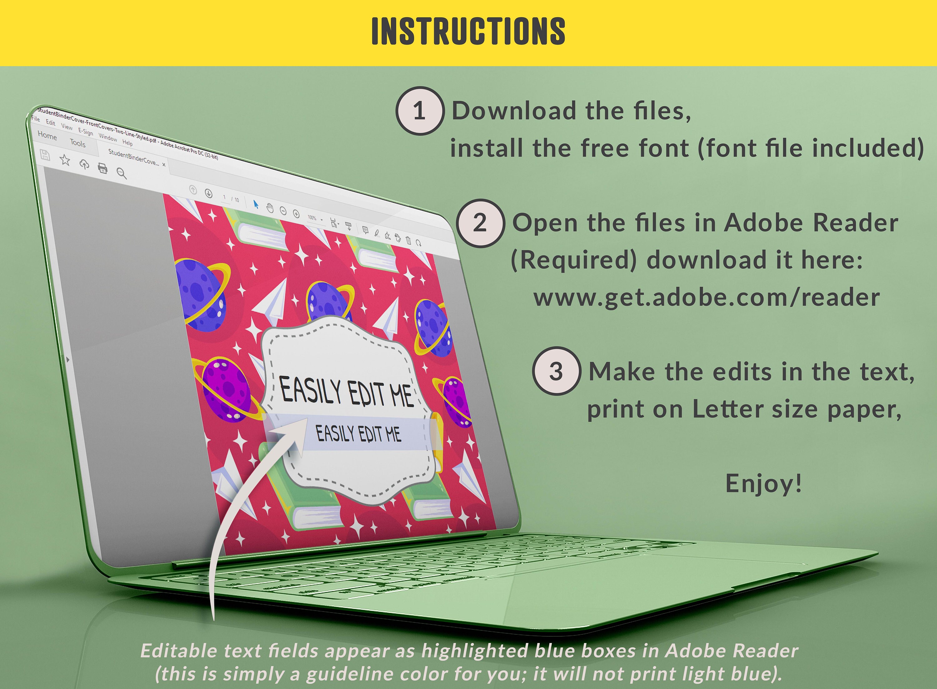 Back to School Binder Cover 10 Printable & Editable Binder - Etsy