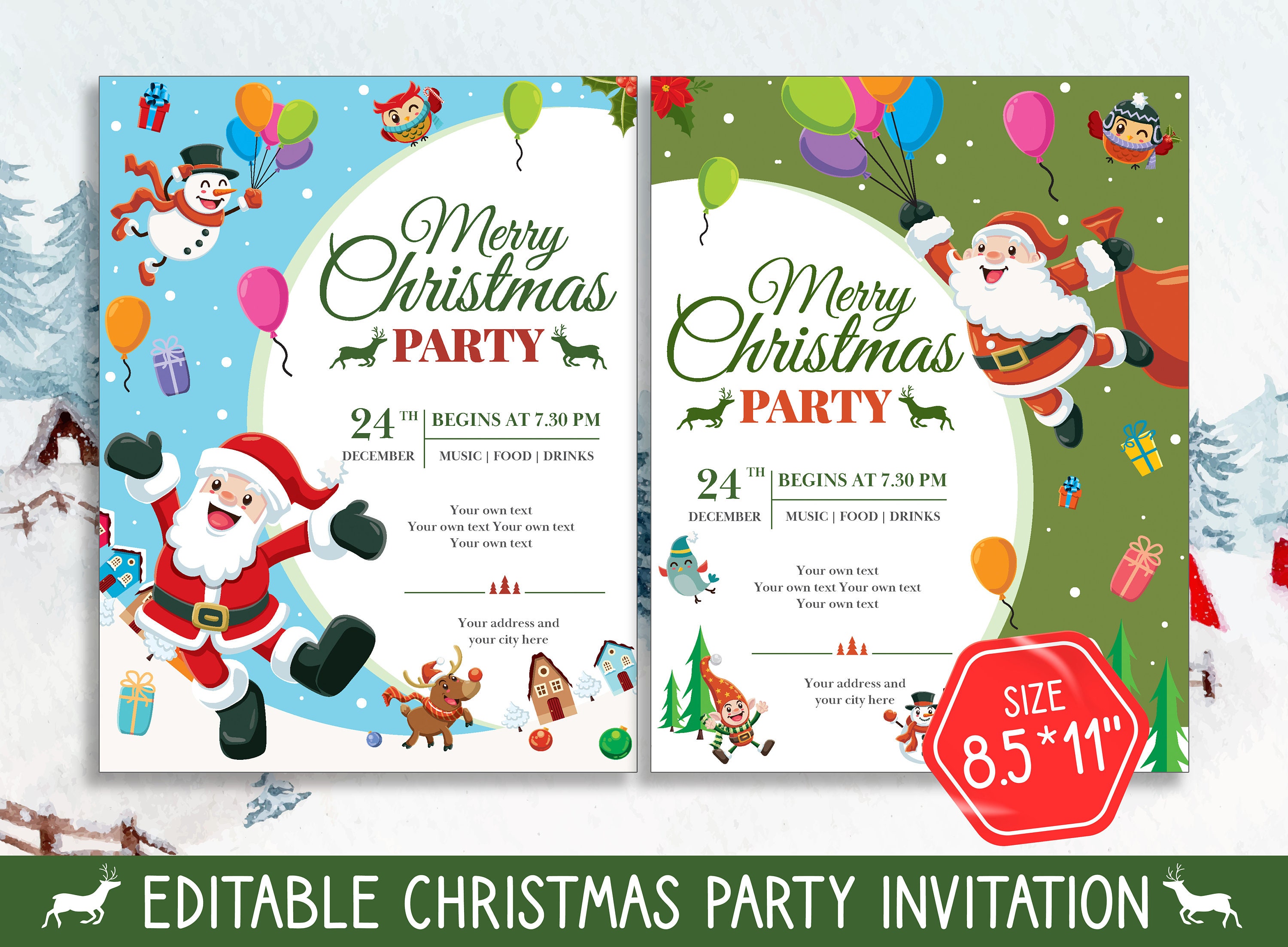 Editable Christmas Party Letter to Parents and Invitations 2 Designs, 2 ...