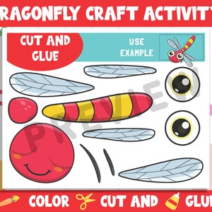 Cute Dragonfly Craft Activity - Color, Cut, and Glue for Prek to 2nd ...