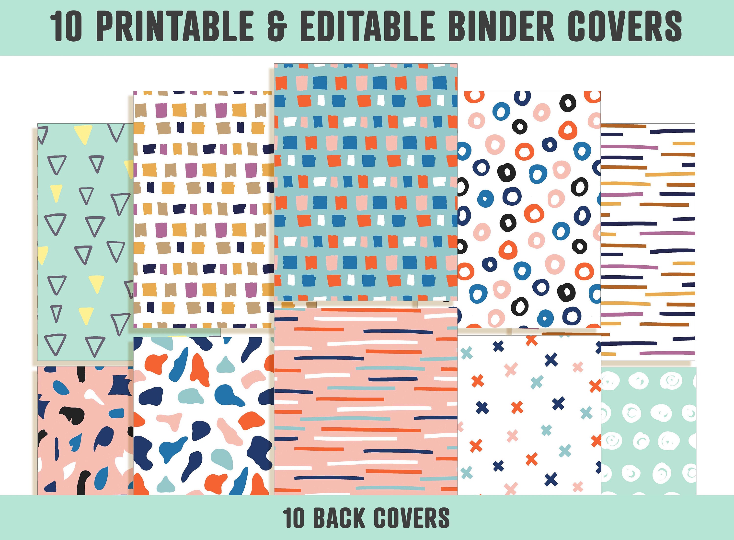 10 Printable & Editable Binder Covers Binder Insert Planner - Etsy