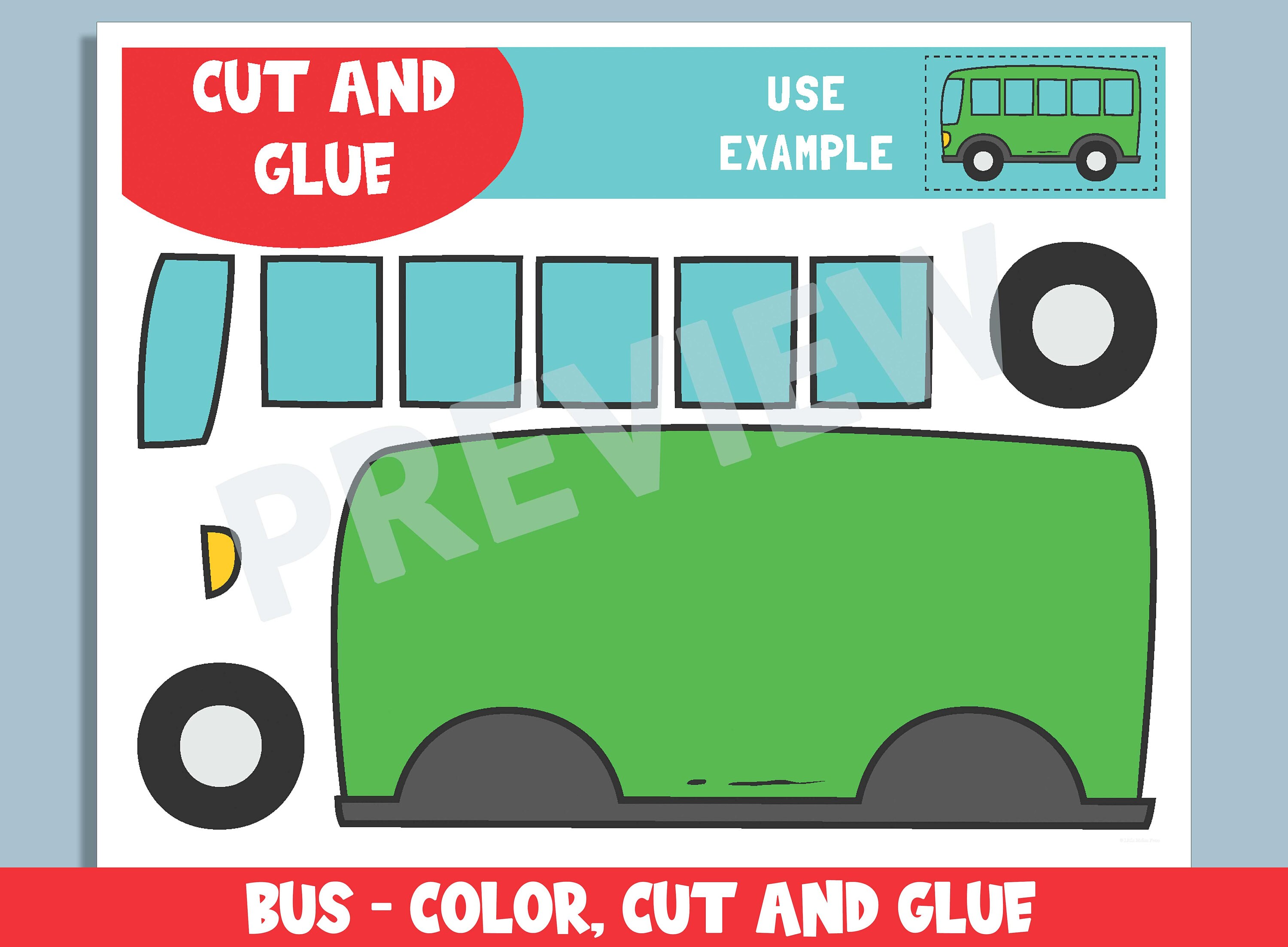 Bus Craft Activity - Color, Cut, and Glue for Prek to 2nd Grade, PDF ...