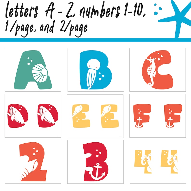 Under the Sea Bulletin Board Letters | A - Z, Letters and Numbers,1 and ...