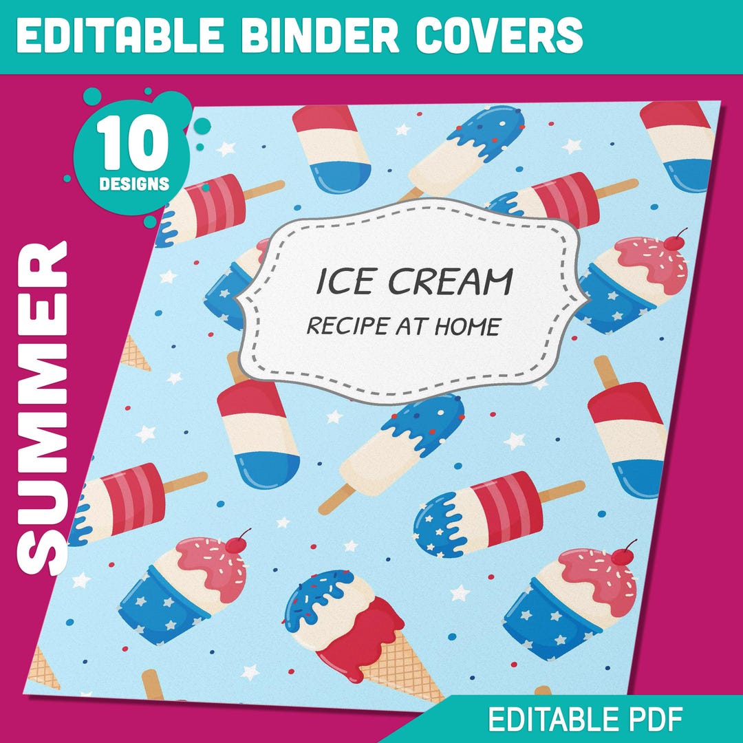 Summer Pattern Binder Cover, 10 Printable/editable Binder Covers ...