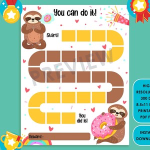 Printable Sloth Reward Chart, Soth in the Sky Among Cloud, Star ...