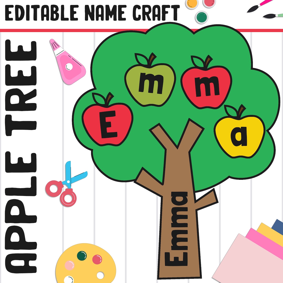 Apple Tree Name Craft: Fall Activity, Back to School Bulletin Board, 32 ...