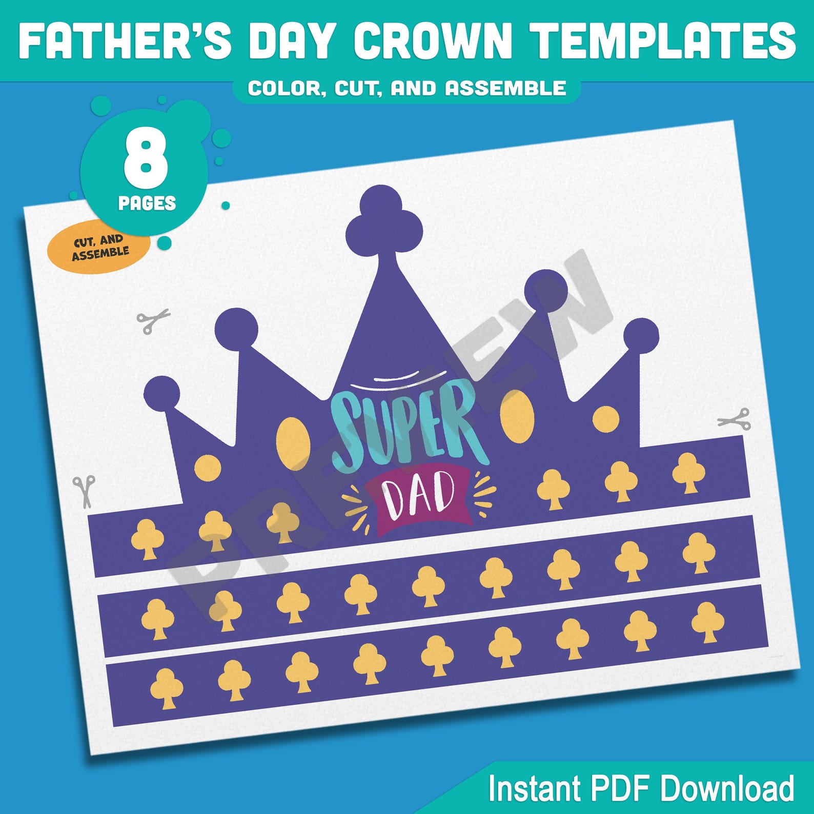 Father’s Day Crown Templates – Printable Craft for Kids to Celebrate ...