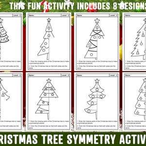 Christmas Tree Symmetry Worksheet, Christmas Trees Theme Lines of ...