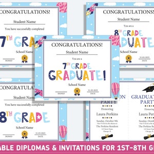 Editable 5th Grade Awards, 1st to 8th Grade Diploma, Certificate of ...