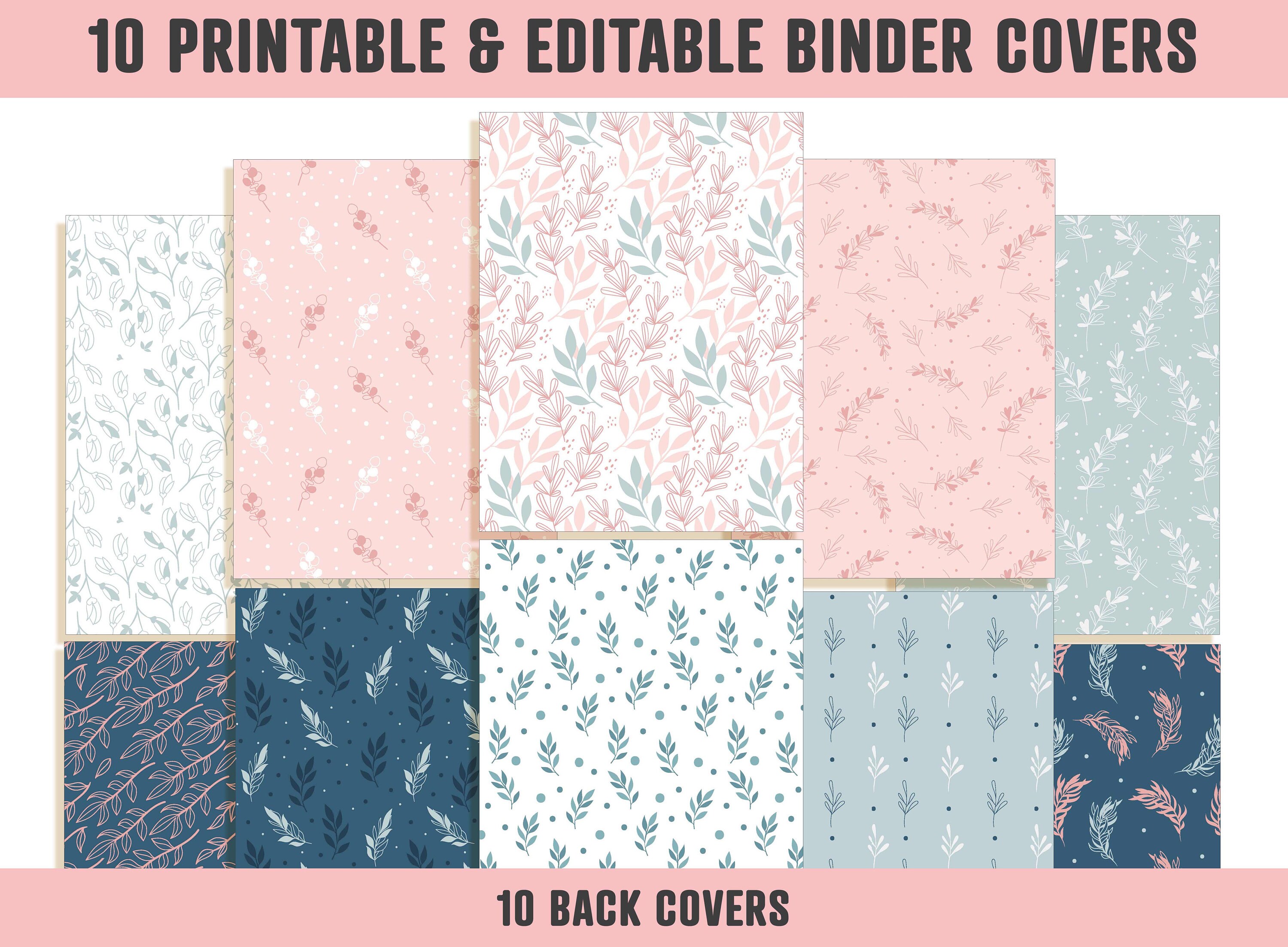 Binder Cover Set, 10 Editable Covers+spines, Printable, Binder Cover ...