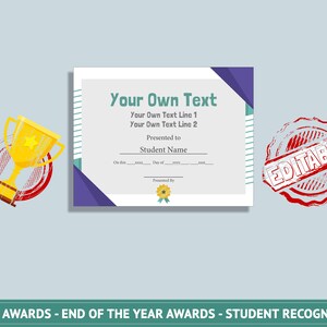 Editable End of School Year Awards, End of the Year Awards, Student ...