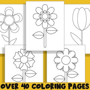 Spring Flowers Coloring Book, 40 Printable Coloring Pages for Kids a ...