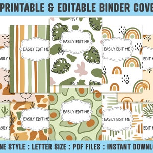 Mixed Abstract Shapes Binder Cover, 10 Printable & Editable Binder ...