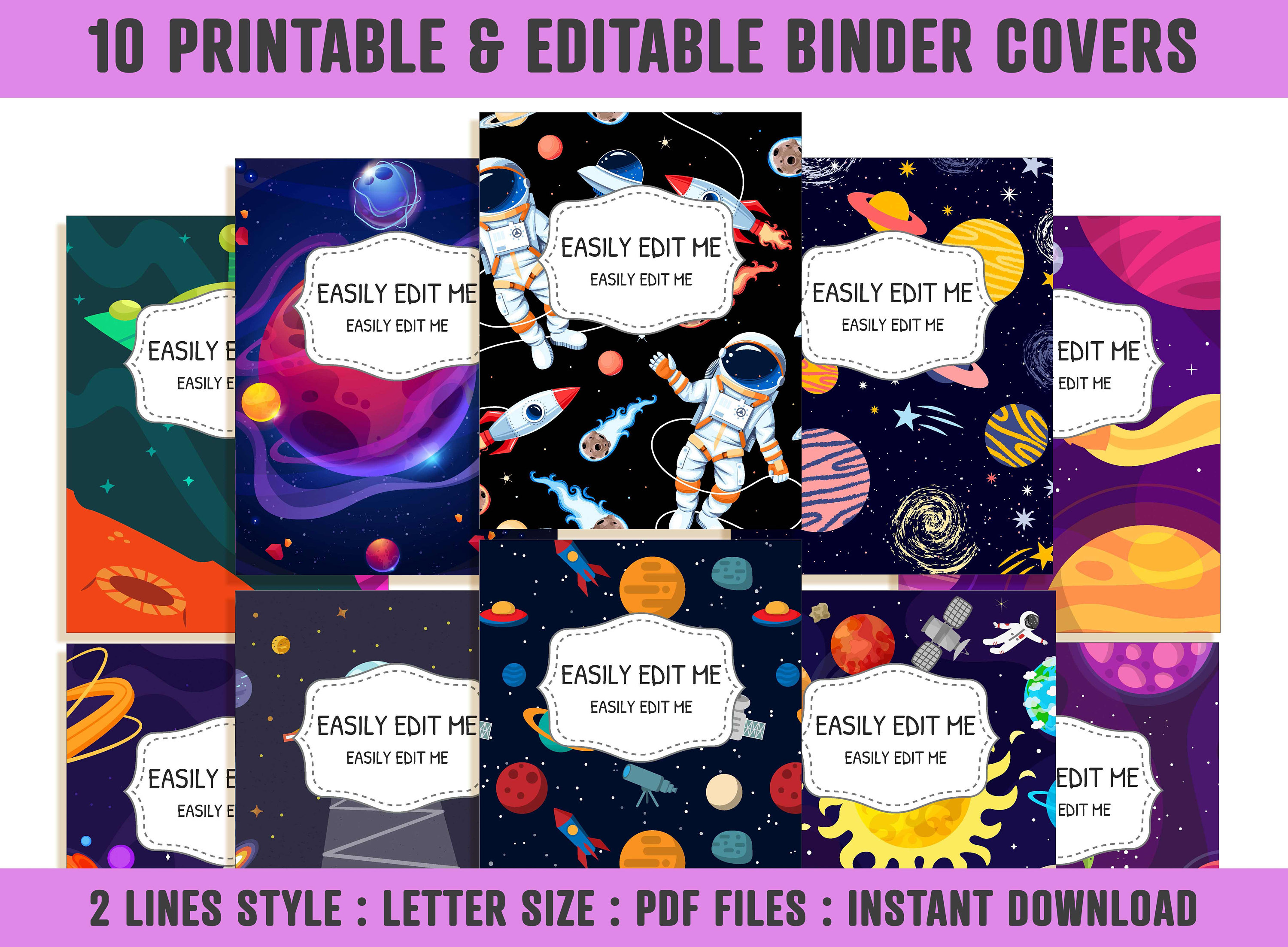 Binder Cover Boys, 10 Printable & Editable Binder Covers+spines Binder ...