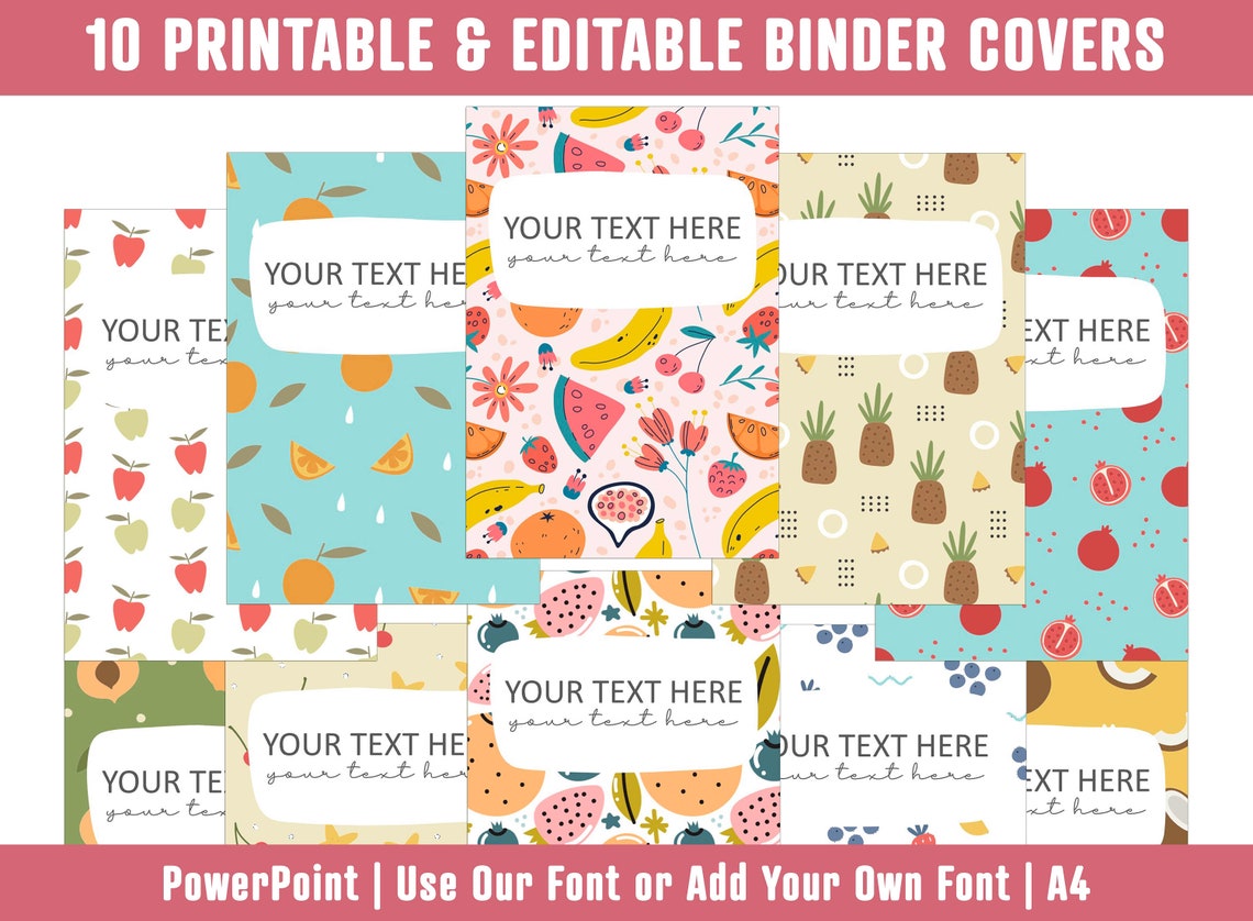 Powerpoint Binder Covers 10 Printable/editable Fruit Binder - Etsy
