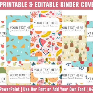 Powerpoint Binder Covers, 10 Printable/editable Fruit Binder Covers ...