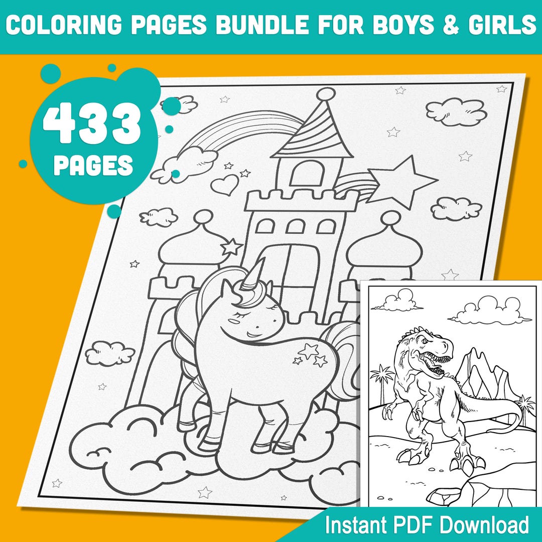 Ultimate Coloring Pages Bundle for Boys & Girls: 433 Printable Designs ...