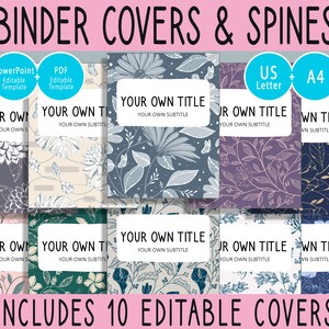 10 Editable Vintage Botanical Binder Covers, Includes 1", 1.5", 2 ...