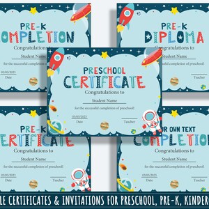 Pre K Graduation Certificate, Editable End of Year Diplomas ...
