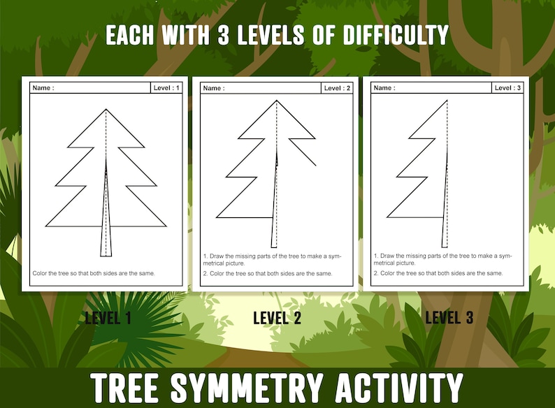 Tree Symmetry Worksheet Tree Theme Lines of Symmetry - Etsy