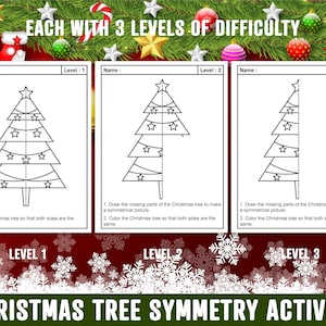 Christmas Tree Symmetry Worksheet, Christmas Trees Theme Lines of ...