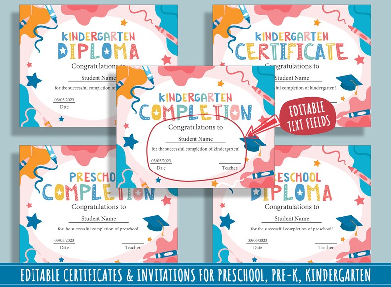 Editable Diplomas, Certificates, and Invitations for Children: 37 Pages ...