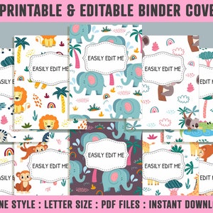 African Animals Binder Cover, 10 Printable & Editable Covers + Spines ...