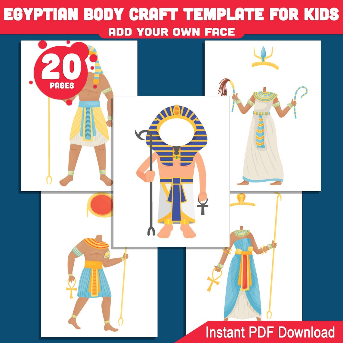 Egyptian Body Craft Templates, Fun Cut and Paste Activity With Ancient ...