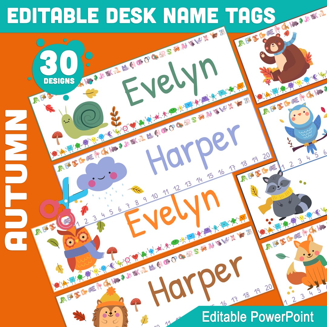 Editable Fall-themed Name Plates: 30 Charming Autumn Designs, 8.5"x11 ...