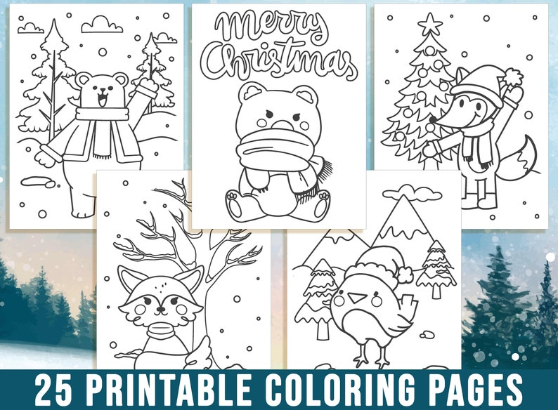 Hello Winter Coloring Pages for Kids – Santa, Christmas Trees, Snowy ...