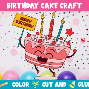 Birthday Cake Craft Activity - Color, Cut, and Glue for Prek to 6th ...
