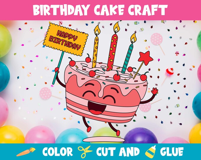 Printable Birthday Cake Craft Template for Kids | Birthday Activities ...