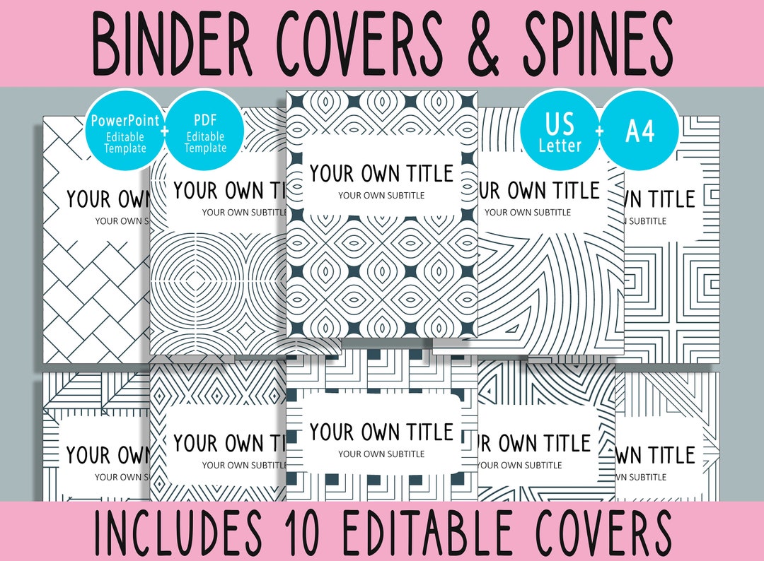 10 Editable Abstract Line Binder Covers Includes 1 - Etsy