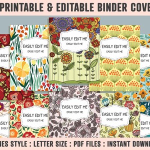Flower Binder Cover Templates, 10 Printable & Editable Binder Covers ...