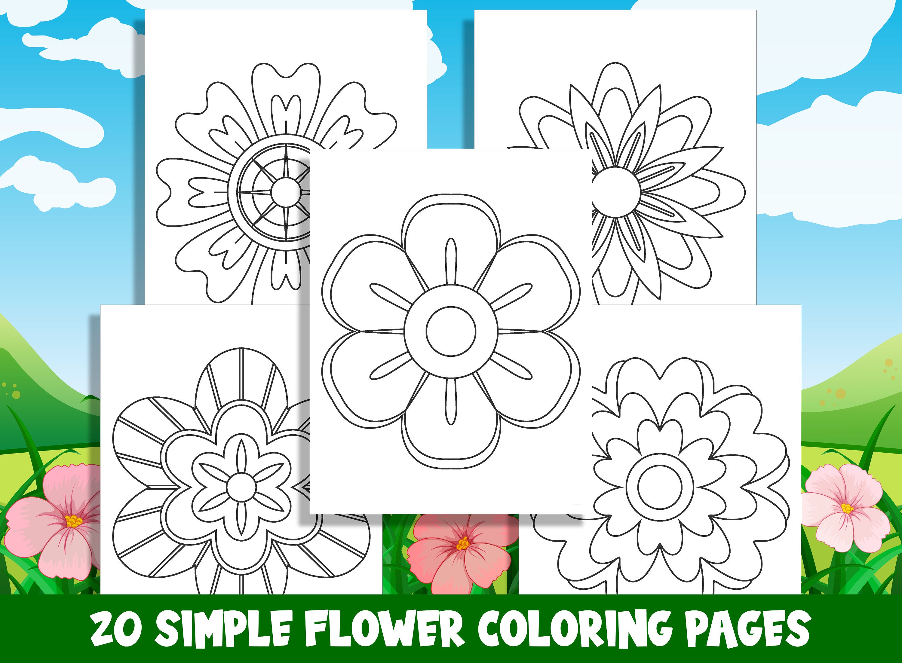 Simple Flower Mandala Coloring Pages for Kids: 20 High-resolution Pages ...