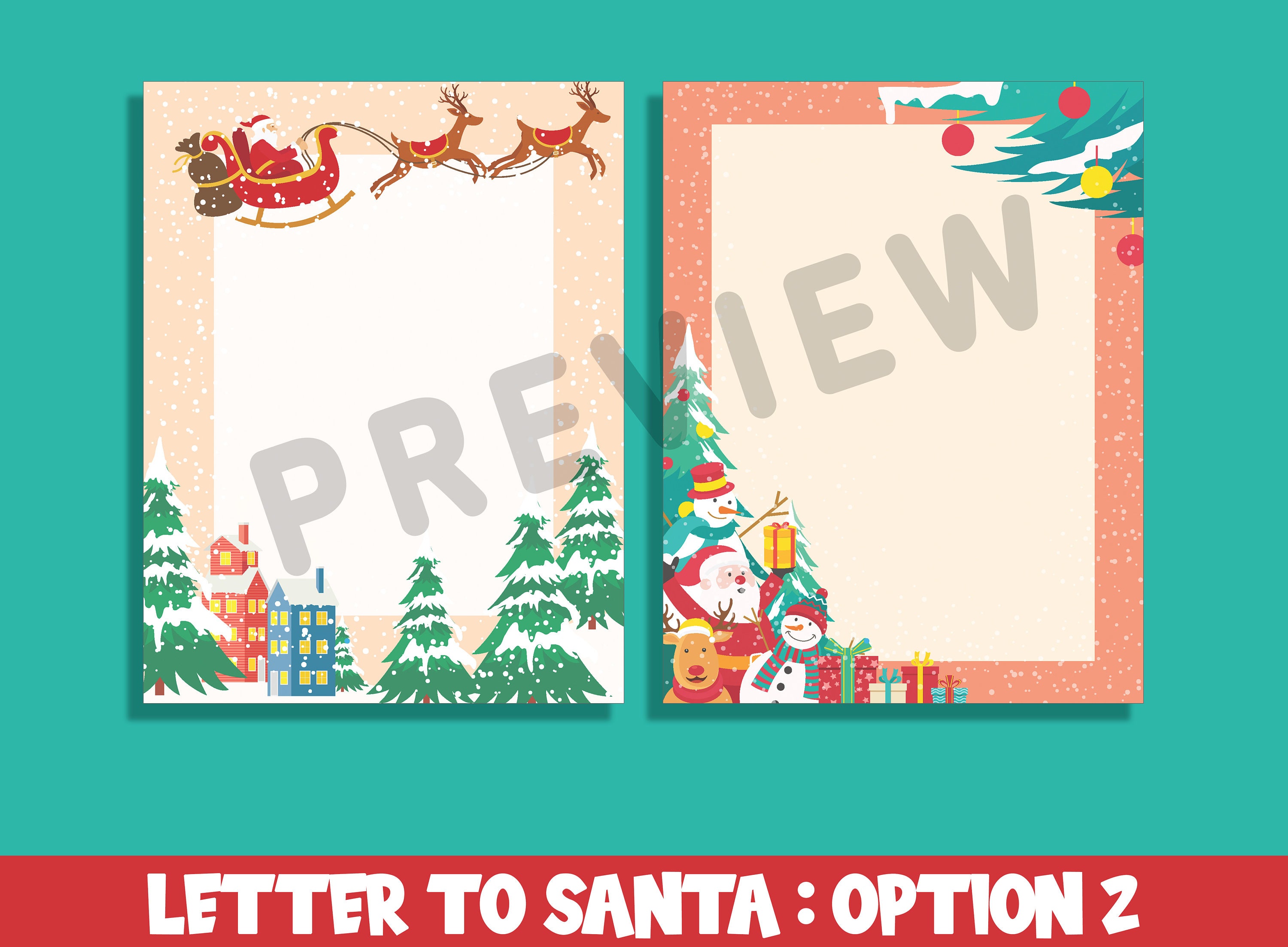 Letter to Santa Template, 2 Festive Designs for Kids' Letters, Fillable ...