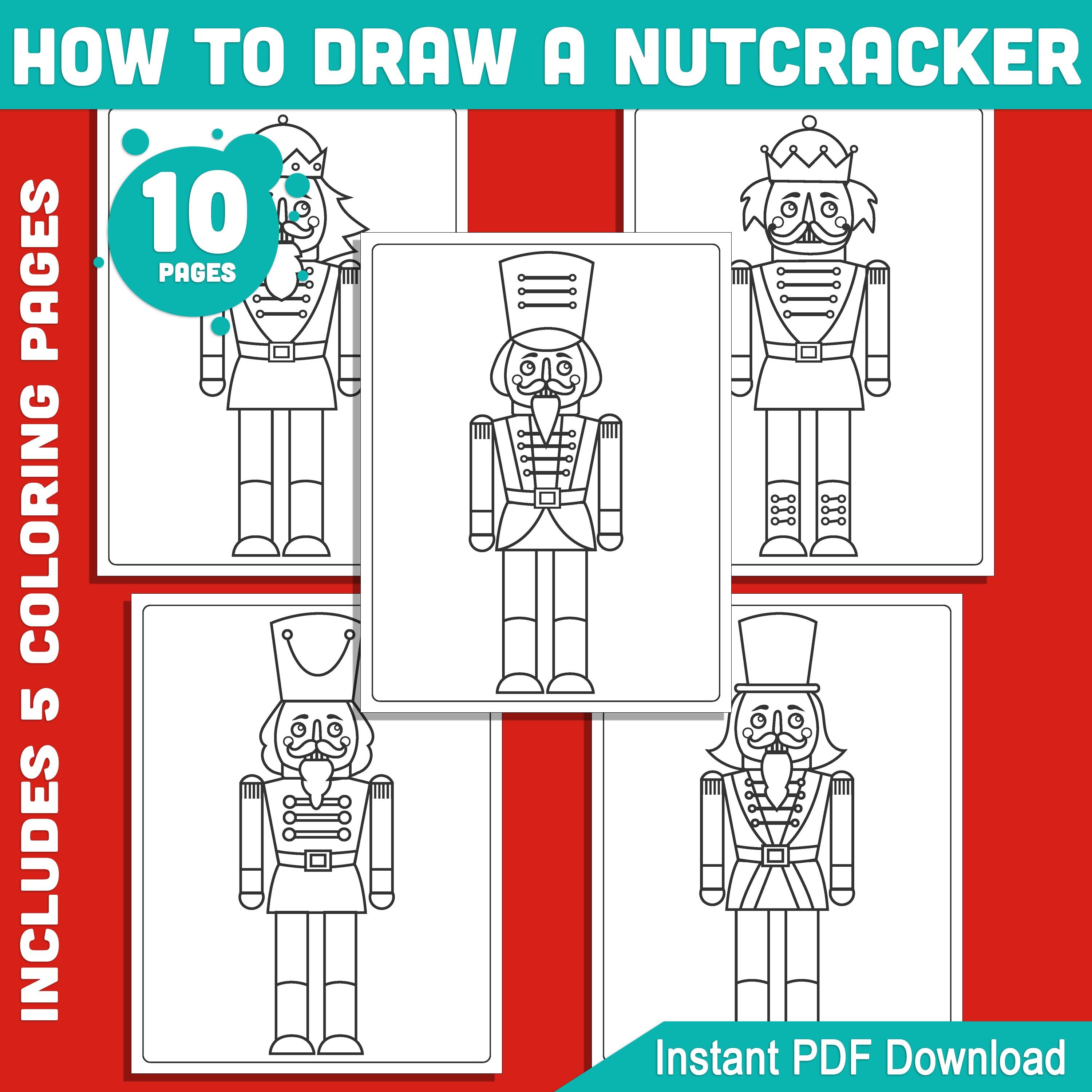 Learn How to Draw a Christmas Nutcracker: 5-page Step-by-step Directed ...