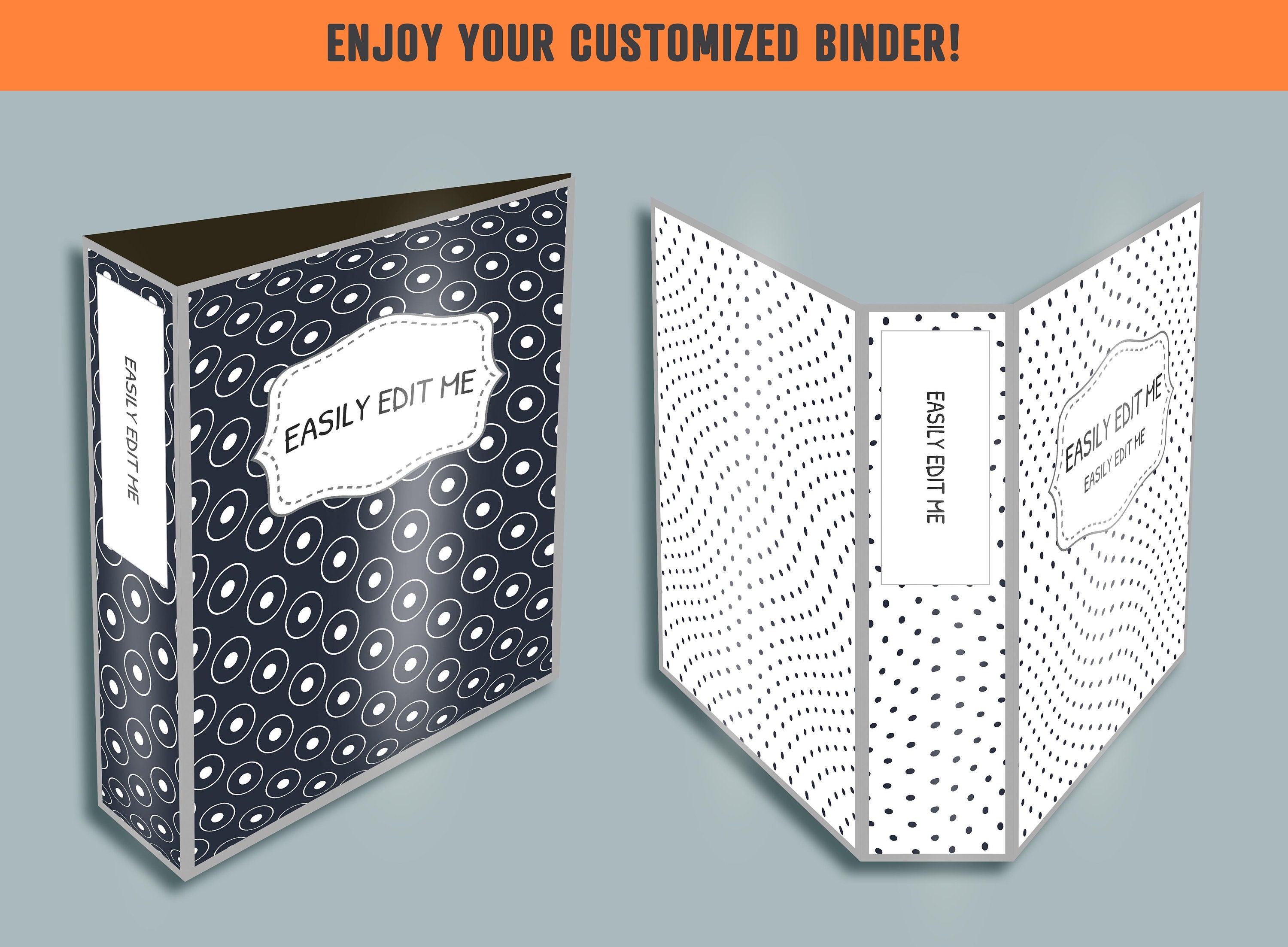 Minimal Simple Dotted Geometric Binder Cover, 10 Printable/editable ...