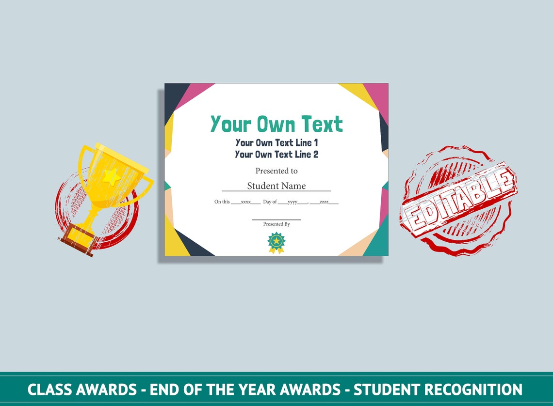 Editable End of School Awards End of the Year Awards Student - Etsy