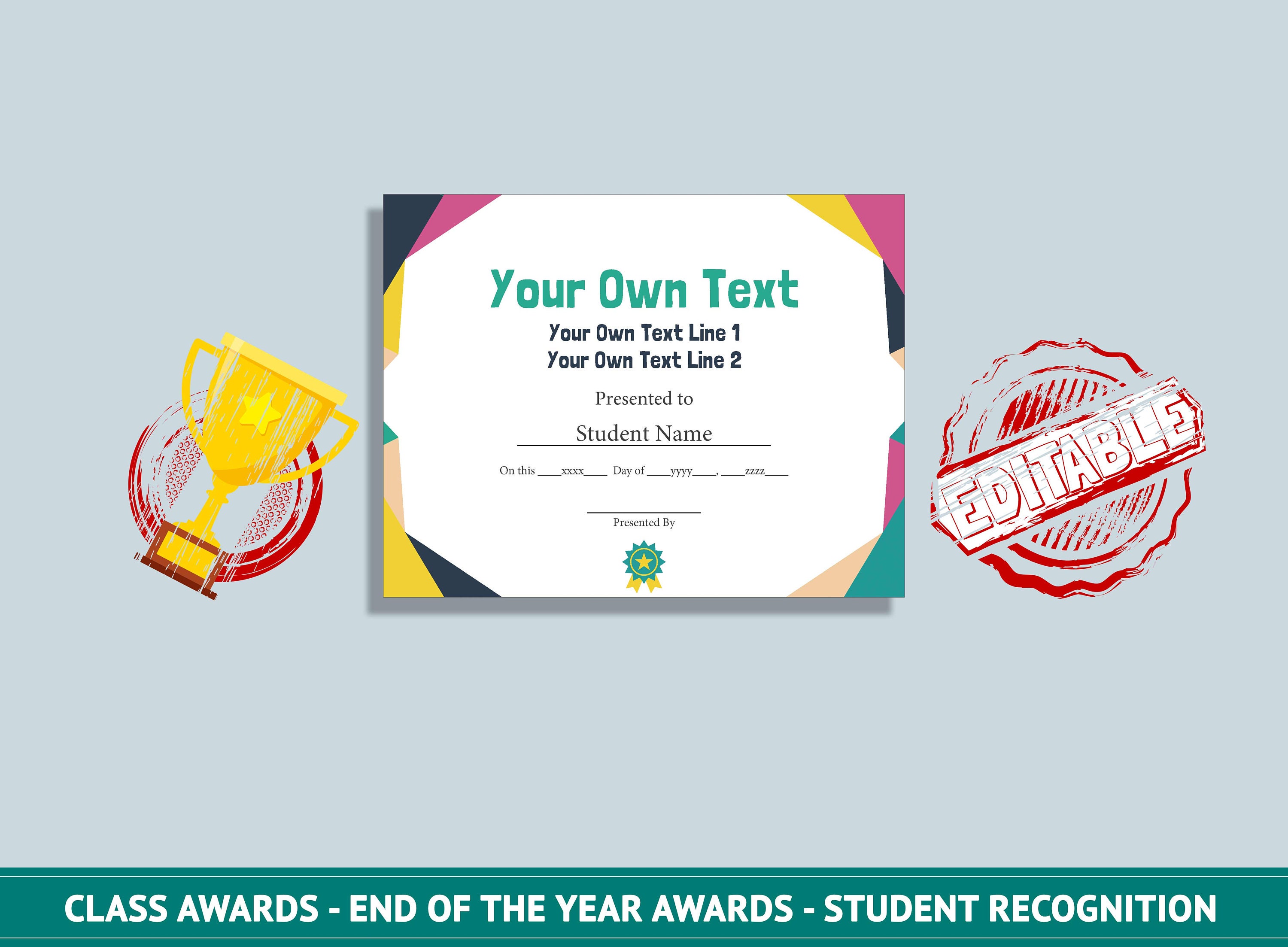 Editable End of School Awards End of the Year Awards Student - Etsy