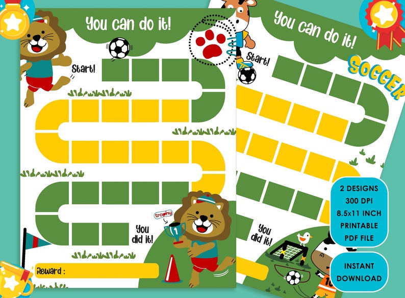 Printable Soccer Reward Chart for Kids: Encourage Positive Behavior ...