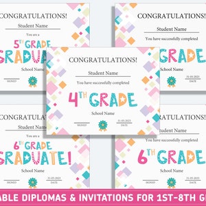 Editable 4th Grade Diploma, 1st to 8th Grade Diploma, Certificate of ...