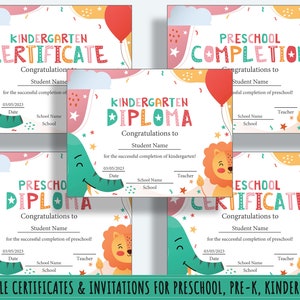 Diploma, Certificate, and Invitation Template for Kids With Animals ...