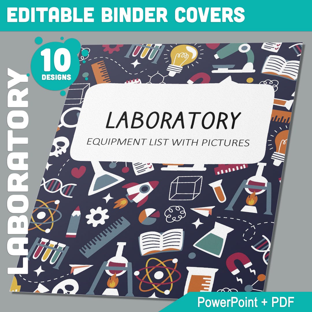 10 Editable Laboratory Binder Covers, Includes 1", 1.5", 2" Spines ...