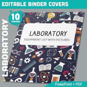 10 Editable Laboratory Binder Covers, Includes 1", 1.5", 2" Spines ...
