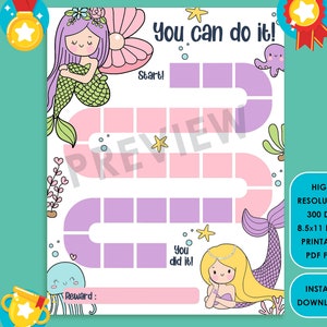 Printable Mermaid Reward Chart for Kids: Encourage Positive Behavior ...