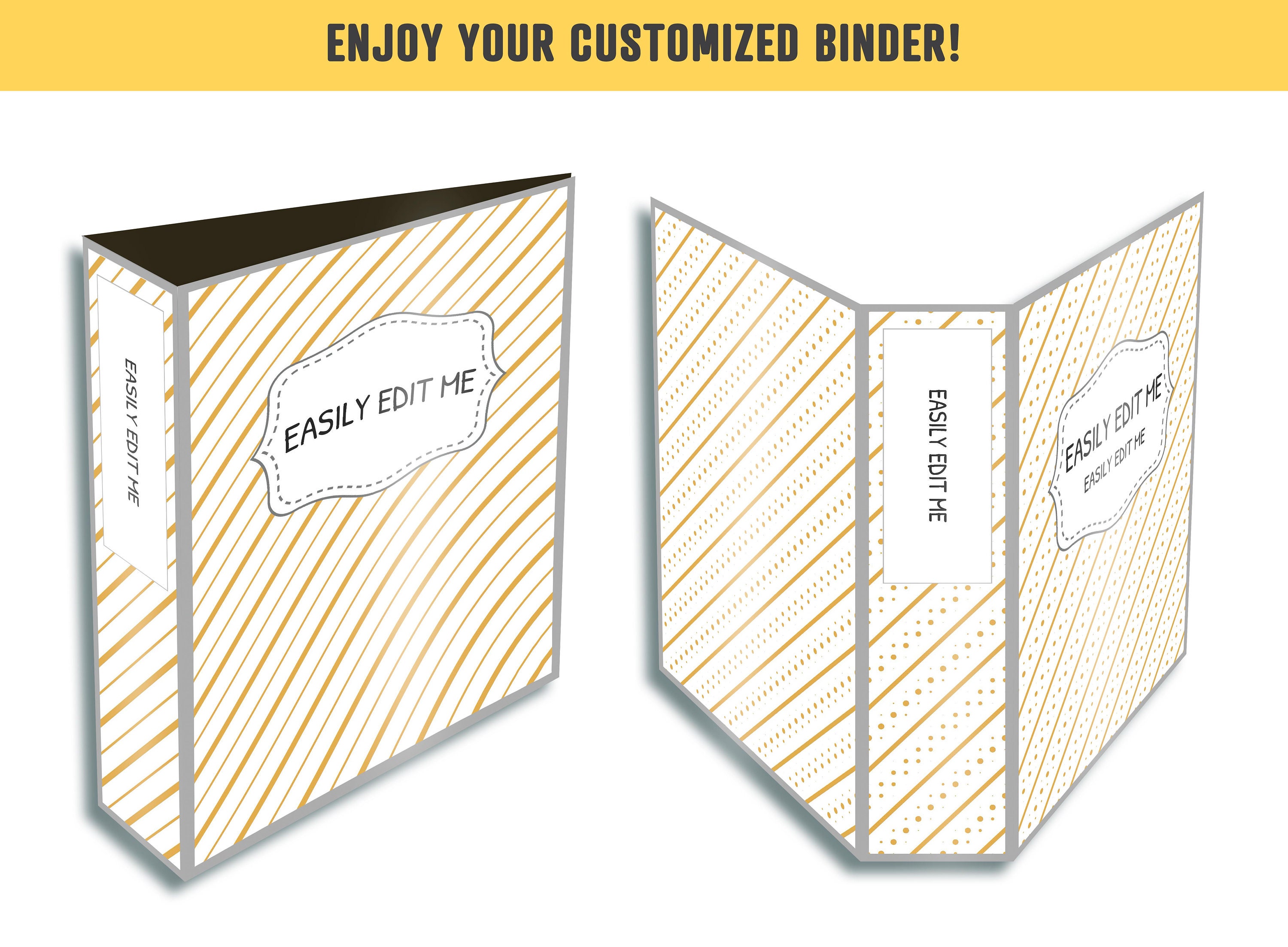 Binder Covers White and Gold 10 Printable & Editable Binder - Etsy