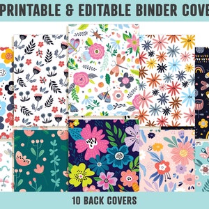 Binder Cover and Spine, 10 Printable/editable Covers + Spines Binder ...