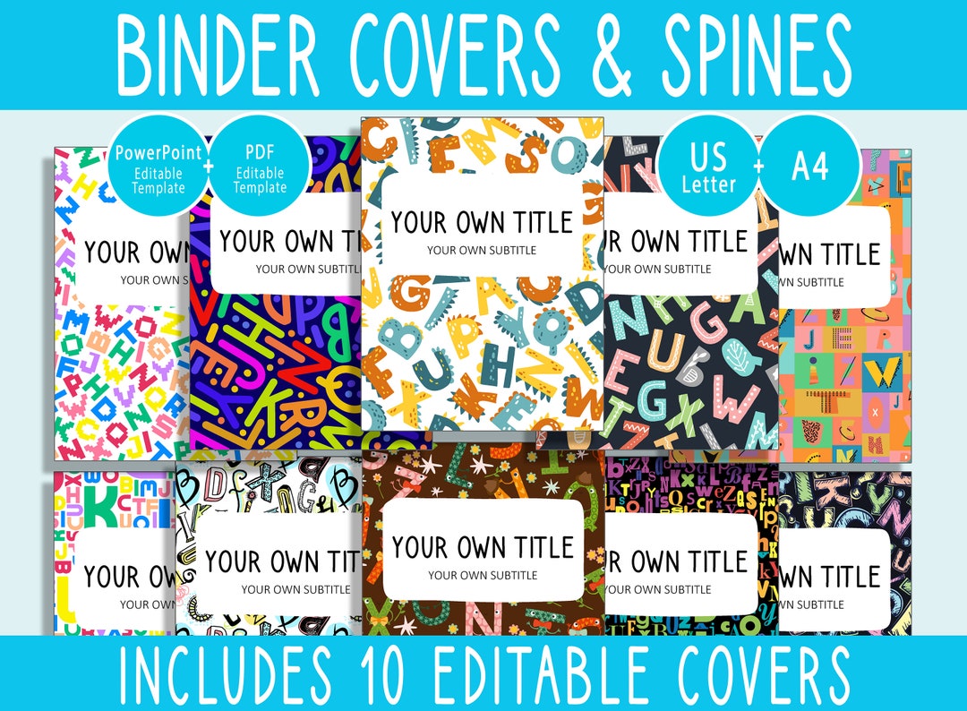 10 Editable Alphabet Binder Covers Includes 1 - Etsy